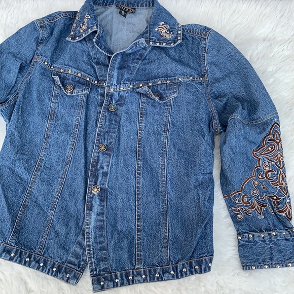 Vintage | Tops | Western Cattlelae Ranch Denim Jacket Shirt Hot Y2k ...